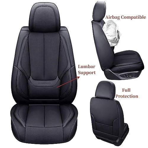 Coverado Car Seat Covers Full Set, 5 Seats Universal Seat Covers for Cars, Waterproof Nappa Leather Auto Seat Protectors, Front and Rear Seat Protectors Fit for Most Sedans SUV Pick-up Truck, Black