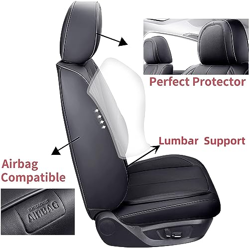 Coverado Car Seat Covers Full Set, 5 Seats Universal Seat Covers for Cars, Waterproof Nappa Leather Auto Seat Protectors, Front and Rear Seat Protectors Fit for Most Sedans SUV Pick-up Truck, Black