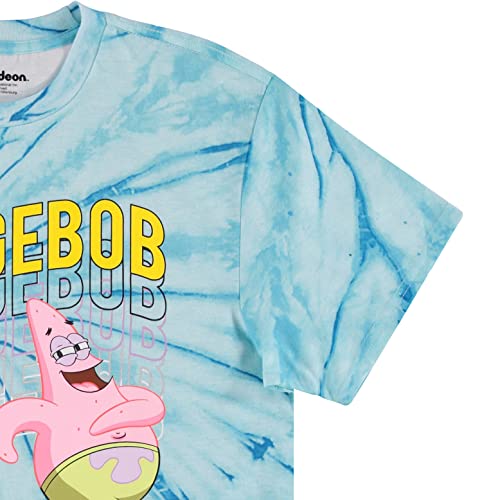 Mens Spongebob Squarepants Classic Shirt - Spongebob, Patrick & Krusty Krab Tie Dye T-Shirt (Blue Dye, XX-Large)