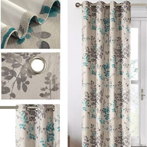 STACYPIK Farmhouse Elegant Floral Blackout Curtains Living Room Thick Linen Thermal Insulated Boho Drapes 96 Inches 2 Panels,Grommet Room Darkening Curtains Works for Window Heavyweight Curtains