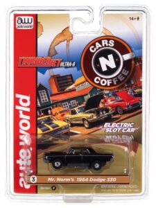 auto world thunderjet cars n coffee 1964 dodge 330 (black) ho scale slot car