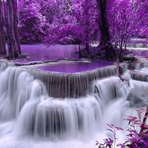 LETEYO DIY Paint by Numbers Purple Waterfalls for Adults on Canvas Oil Painting by Number Kit Drawing Paintwork 16" W x 20" L