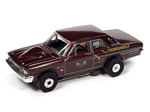 Auto World Thunderjet 1964 Ford Thunderbolt (Maroon) HO Scale Slot Car