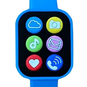 Silli Chews Silicone Baby Smart Watch Wrist Teether for Teething Relief | Hand Teethers for Babies Infants and Toddlers | Kids Teething Ring Toys Pretend Play Phone Baby Teether Blue Silly Chew Toy