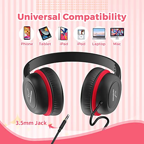 vinamass Kids Headphones, Ear Headphones for Kids, Wired Headphones with Safe Volume Limiter 85dB, Adjustable and Flexible for Kids, Boys, Girls,Suit for School Classroom Students Teens Children