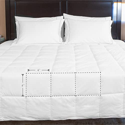 Duvet Insert Queen Size-100% Cotton Comforter Down Alternative White-Quilted Lightweight Duvet Insert Thin Soft Breathable with Silver Trim and 8 Tabs