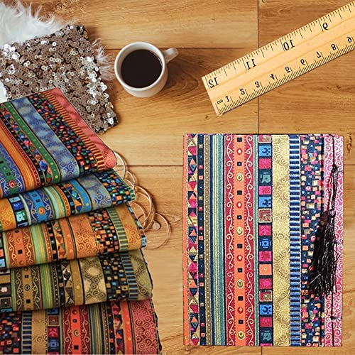 Gigicloud 5 Pcs/Set Fat Quarters Fabric Bundles, Colored Printing Fabrics Ethnic Style Pattern Cotton Fabric Quilting Squares Handmade Patchwork Quarter Sheets Set for Sewing, 10 x 8 inch