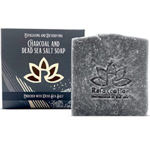 Relaxcation MEN SOAP WITH CHARCOAL, DEAD SEA SALT, OLIVE OIL, AND COCONUT OIL - MIX of whiskey, tobacco, leather, (Black Soap)