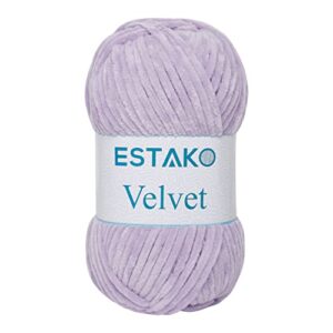 estako velvet chenille blanket amigurumi yarn for crocheting and knitting super bulky 100 gr (132 yds) (1630 - lilac)