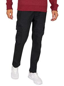 superdry mens organic cotton core cargo pants washed black size 38/32