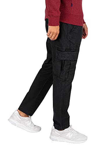 Superdry Mens Organic Cotton Core Cargo Pants Washed Black Size 38/32