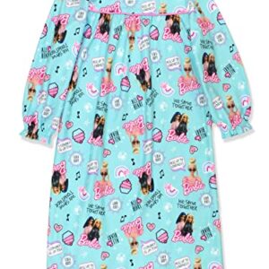 Barbie Girls Flannel Granny Gown Nightgown Pajamas (8, Turquoise)