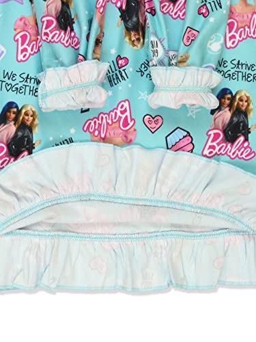 Barbie Girls Flannel Granny Gown Nightgown Pajamas (8, Turquoise)