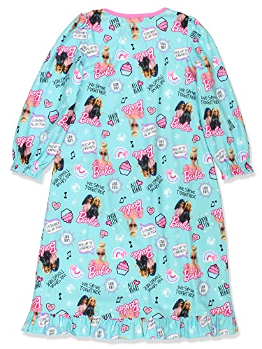 Barbie Girls Flannel Granny Gown Nightgown Pajamas (8, Turquoise)