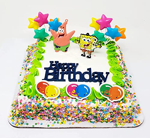 Spongebob Squarepants Cake Topper Set Featuring Spongebob, Patrick and Friends (Unique Design)