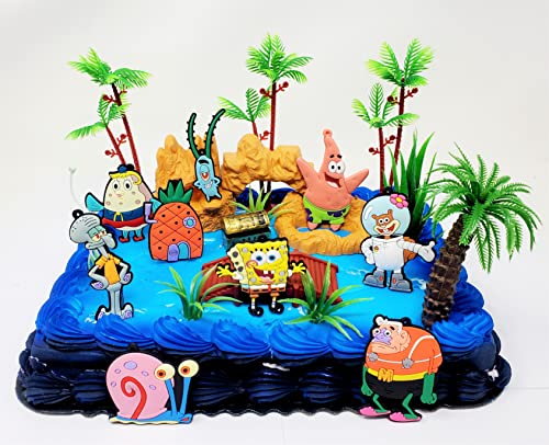 Spongebob Squarepants Cake Topper Set Featuring Spongebob, Patrick and Friends (Unique Design)