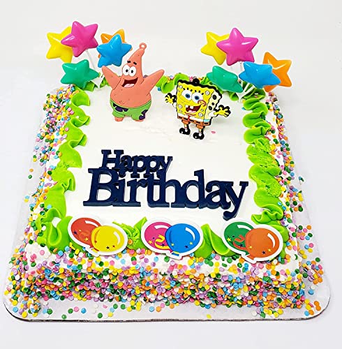 Spongebob Squarepants Cake Topper Set Featuring Spongebob, Patrick and Friends (Unique Design)