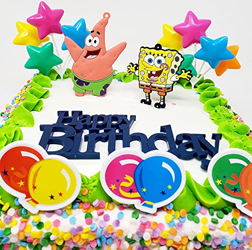 Spongebob Squarepants Cake Topper Set Featuring Spongebob, Patrick and Friends (Unique Design)