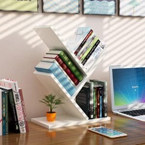 Godferyxin Tree Bookshelf, 3-Tier Book Storage Organizer Shelves Floor Standing Bookcase, Wood Storage Rack for Office Home School Shelf Display for Cd/Magazine-White