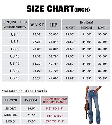 Koinshha Womens High Waisted Jeans Flare Stretch Boyfriend Casual Bootcut Denim Pants Light Blue