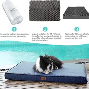 Tail Stories Outdoor All Weather Dog Bed, Waterproof Dog Bed for Extra Large Dogs, Orthopedic Egg Foam Pet Bed with Washable and Removable Oxford Cooling Cover