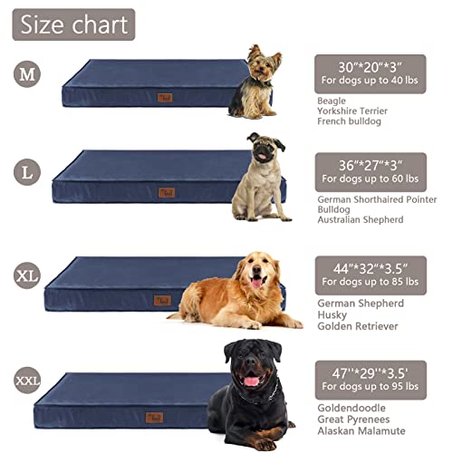 Tail Stories Outdoor All Weather Dog Bed, Waterproof Dog Bed for Extra Large Dogs, Orthopedic Egg Foam Pet Bed with Washable and Removable Oxford Cooling Cover