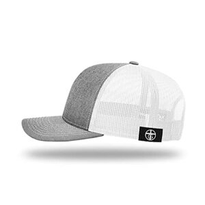 Our True God Faith Over Fear Back Mesh Hat Christian Inspirational Gift Baseball Cap (Heather Front/White Mesh) Medium-Large