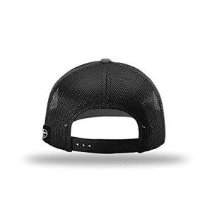 Our True God Faith Over Fear Leather Patch Back Mesh Hat Christian Motivational Baseball Cap (Charcoal Front/Black Mesh), Medium-Large