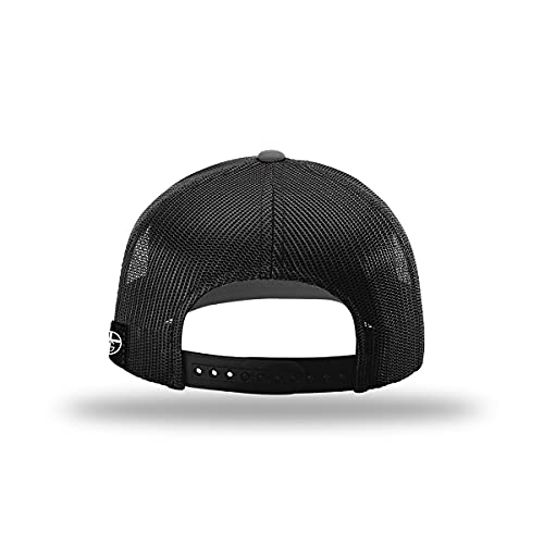 Our True God Faith Over Fear Leather Patch Back Mesh Hat Christian Motivational Baseball Cap (Charcoal Front/Black Mesh), Medium-Large