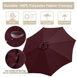 Yescom 9ft UV30+ Aluminum Outdoor Patio Umbrella with Crank & Tilt 8 Ribs Air-vented for Garden Yard Pool Deck wine