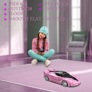 Remote Control Car for Kids- RC Sport Racing for Girls Hobby Toy, Electric Power On Road High Speed Drift Model Vehicle with Led Headlight and Controller Rechargeable, Adults Xmas Birthday Gifts Pink