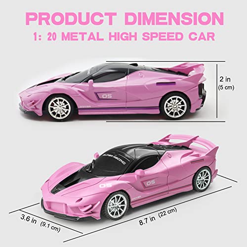 Remote Control Car for Kids- RC Sport Racing for Girls Hobby Toy, Electric Power On Road High Speed Drift Model Vehicle with Led Headlight and Controller Rechargeable, Adults Xmas Birthday Gifts Pink