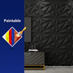 Art3dwallpanels 33 Pack 3D Wall Panel Diamond for Interior Wall Décor, PVC Flower Textured Wall Panels for Living Room Lobby Bedroom Hotel Office, Black, 12''x12'' Cover 32.Sq.Ft.