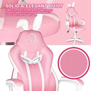 JOYFLY Pink Video Gaming Chair for Kids, Gamer, Girls, Teens Adults Computer Chair Silla Ergonomic Chair（Pink-White）