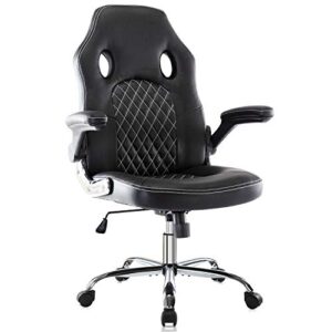 gaming chair ergonomic office chair pu leather computer chair high back desk chair adjustable swivel task chair with lumbar support/adjustable armrests, black