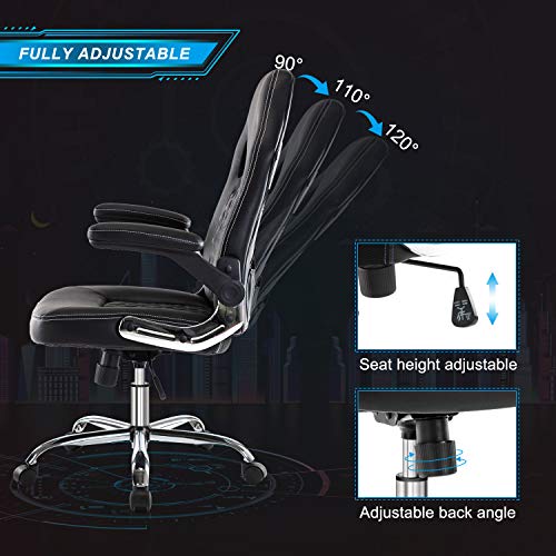 Gaming Chair Ergonomic Office Chair PU Leather Computer Chair High Back Desk Chair Adjustable Swivel Task Chair with Lumbar Support/Adjustable Armrests, Black