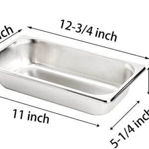 TOPZEA Set of 4 Stainless Steel Steam Table Pan 1/3 Size, 2.5 Inch Deep Anti-Jam Breading Pan Tray Buffet Dinner Serving Pan Hotel Food Pan for Food Warmer, Preparing Bread-Crumb Dish, Marinating Meat