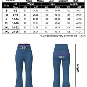 KOJOOIN Women's Dress Pants Straight Leg Flare Pant Lightweight High Waist Tummy Control Work Pants with Pockets Blue