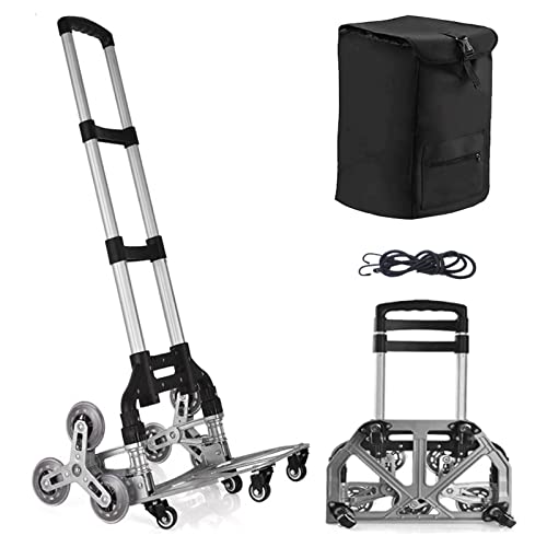 Stair Climbing Hand Truck Heavy-Duty Shopping Cart，Heavy-Duty Hand Truck Portable Folding Cart for Moving with Universal Wheels and with Removable Waterproof Canvas Bag.