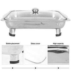 Metal Tray Fruit Tray Stainless Steel Chafer Set Catering Chafing Dish Rectangular Chafer Buffet Holder Chafing Dish Buffet Set Kitchen Cookware Warming Trays Snack Tray