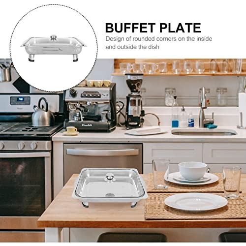 Metal Tray Fruit Tray Stainless Steel Chafer Set Catering Chafing Dish Rectangular Chafer Buffet Holder Chafing Dish Buffet Set Kitchen Cookware Warming Trays Snack Tray