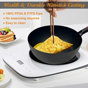 ANEDER Frying Pan with Lid Skillet Nonstick 10 inch Carbon Steel Wok Pan Woks and Stir Fry Pans for Electric,Induction and Gas Stoves