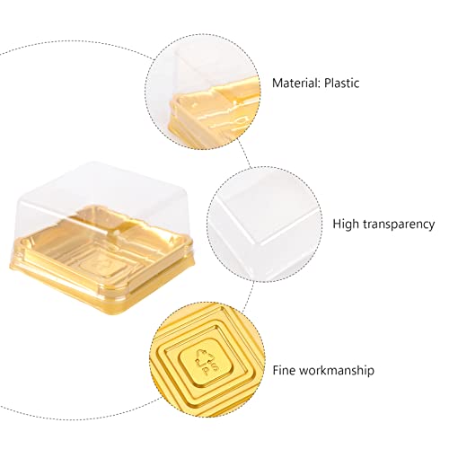 Chocolate Covered 50pcs Golden Mini Cake Boxes Clear Cake Box Macaron Boxes Square Dessert Boxes Moon Cake Box Packaging 5. 5 X 5. 5 X 4cm/ 2. 16 X 2. 16 X 1. 57inch Cupcake Boxes