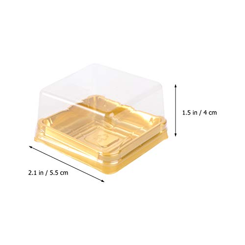 Chocolate Covered 50pcs Golden Mini Cake Boxes Clear Cake Box Macaron Boxes Square Dessert Boxes Moon Cake Box Packaging 5. 5 X 5. 5 X 4cm/ 2. 16 X 2. 16 X 1. 57inch Cupcake Boxes