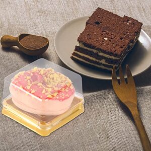 Chocolate Covered 50pcs Golden Mini Cake Boxes Clear Cake Box Macaron Boxes Square Dessert Boxes Moon Cake Box Packaging 5. 5 X 5. 5 X 4cm/ 2. 16 X 2. 16 X 1. 57inch Cupcake Boxes