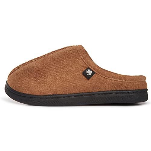 Lucky Brand Boys Memory Foam Microsuede Sherpa Clog Slippers, Fuzzy Non Slip Indoor Outdoor House Shoes, Kids Bedroom Clogs, Tan, Size 13