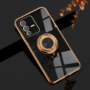 Compatible with vivo V23 Case Silicone Shockproof vivo V23 Phone Cases for Women Anti-Scratch Cute TPU Protective Case with Ring (vivo V23, Black)