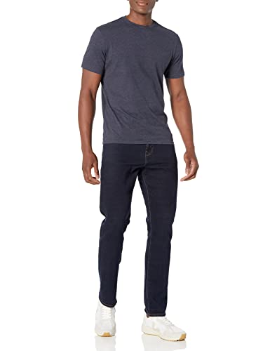 Amazon Essentials Men's Regular-Fit Short-Sleeve Crewneck T-Shirt, Pack of 2, Black/Navy Heather, Medium