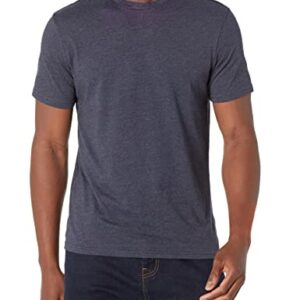 Amazon Essentials Men's Regular-Fit Short-Sleeve Crewneck T-Shirt, Pack of 2, Black/Navy Heather, Medium