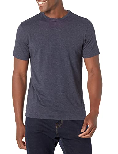 Amazon Essentials Men's Regular-Fit Short-Sleeve Crewneck T-Shirt, Pack of 2, Black/Navy Heather, Medium